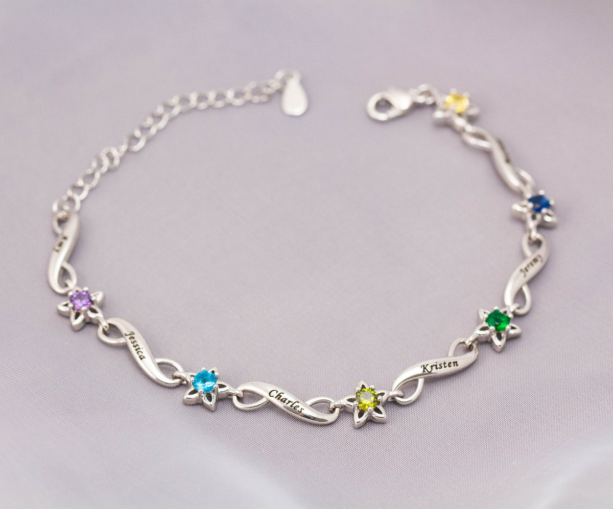 Personalised Name Infinity Bracelet with Birthstone-BA035 – Primula ...